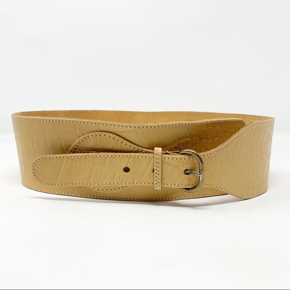 Vintage | Accessories | Vintage Tan Wide Leather Belt Made In France ...